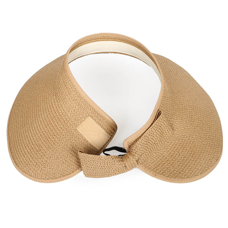 Tan Straw Foldable Bow Visor Hat – Red Sprite Hats
